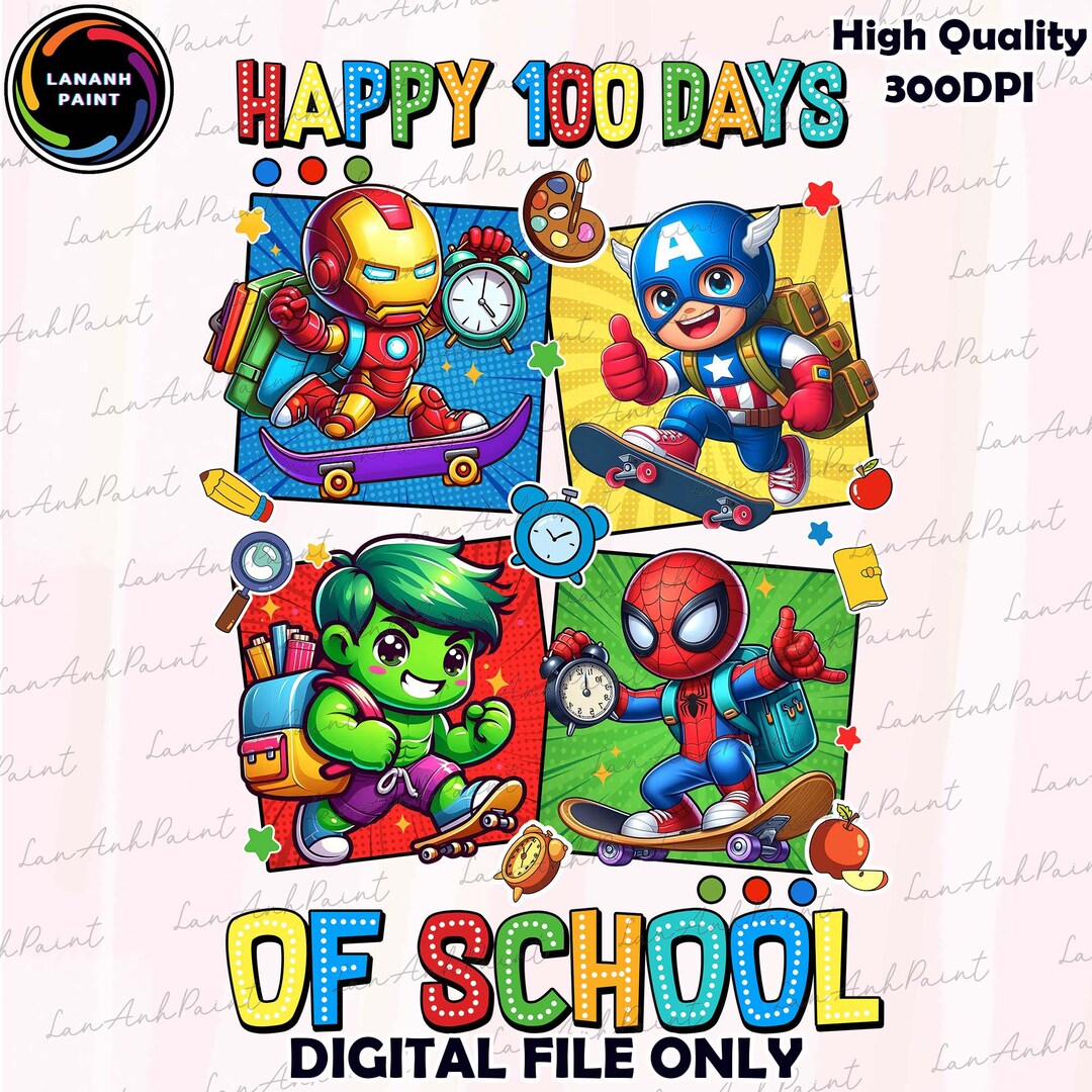 Super 100 Days of School Png, Superhero 100 Days of School , School ...