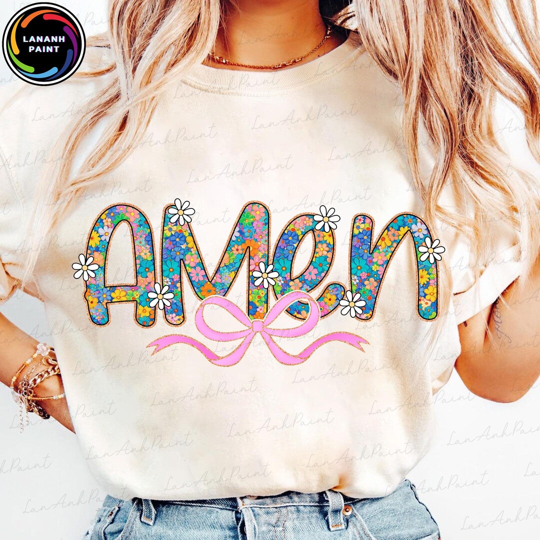 Amen Floral Glitter PNG, Floral Amen Png, Preppy Easter Png, Amen Png ...