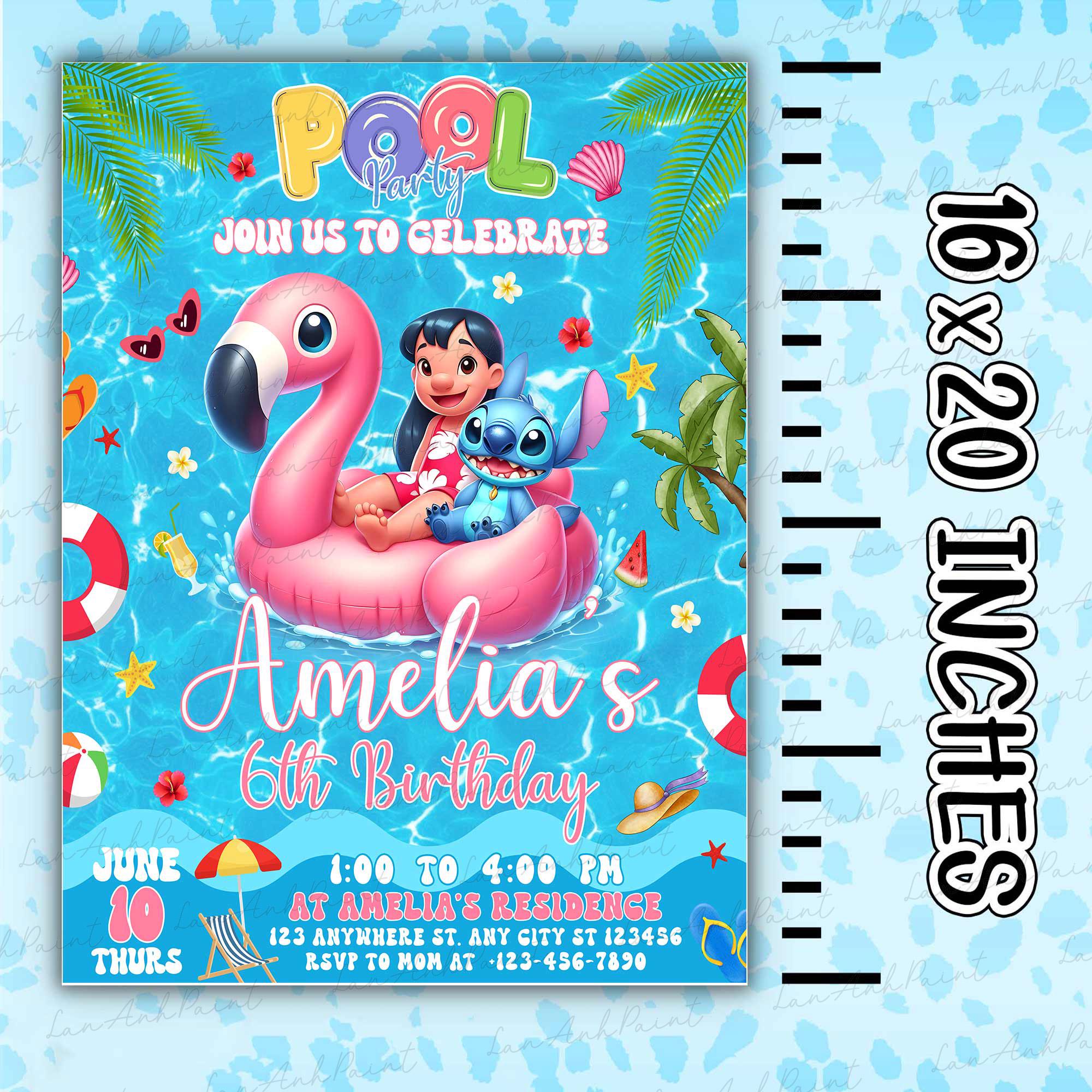 Pool Birthday Party Invitation Template Canva, Canva Edit Pool Party ...