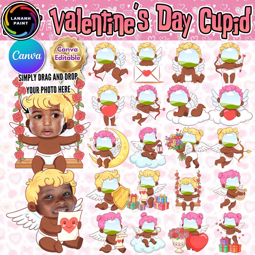 Valentine Day Cupid PNG, Custom Photo Template Clipart, Boy & Girl ...