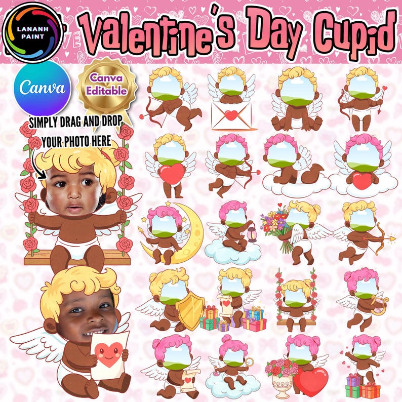 Valentine Day Cupid PNG, Custom Photo Template Clipart, Boy & Girl ...