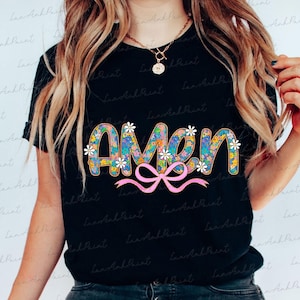 Amen Floral Glitter PNG, Floral Amen Png, Preppy Easter Png, Amen Png ...