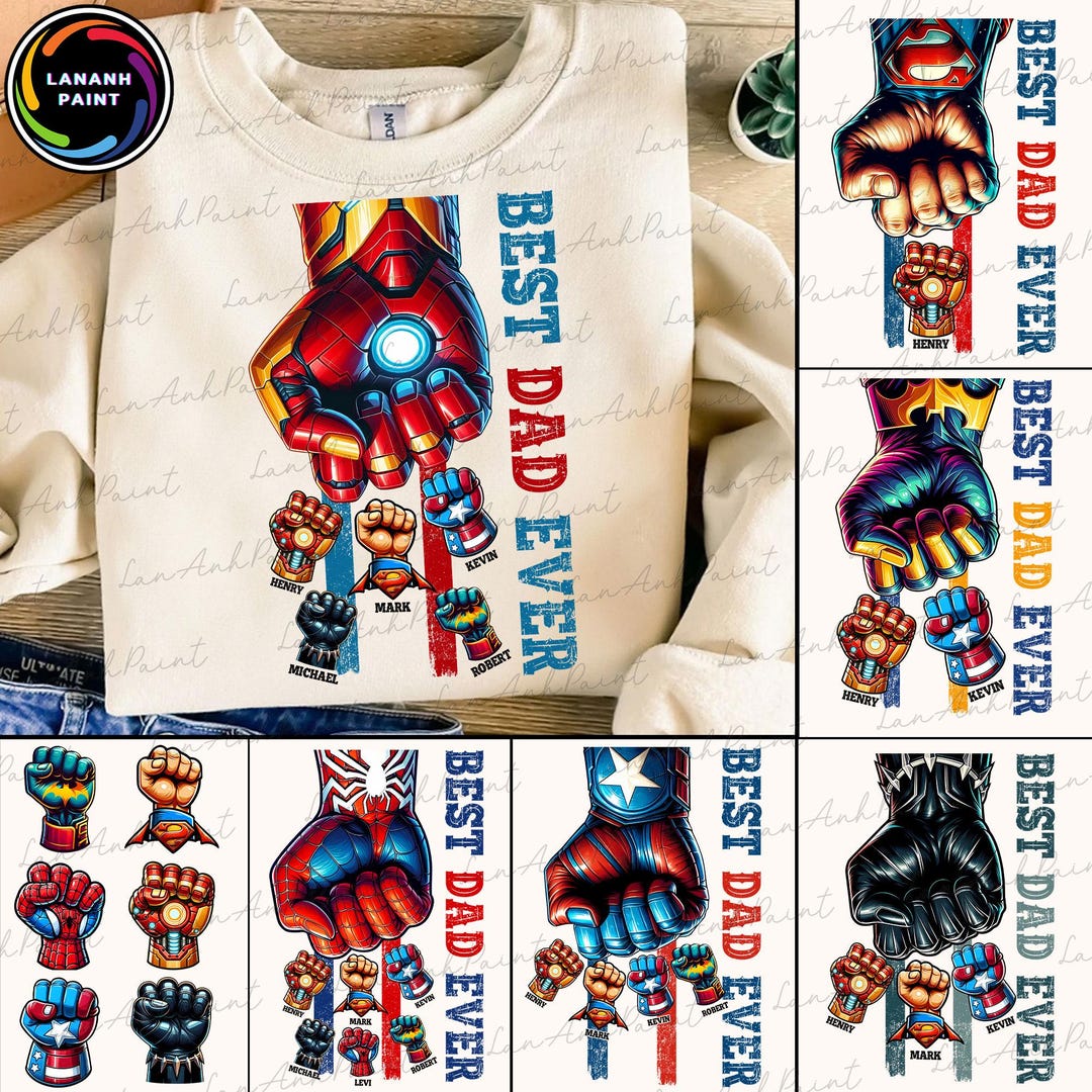Custom Superhero Png Bundle, Dad Baby Fist Bump Png, Custom Best Dad ...