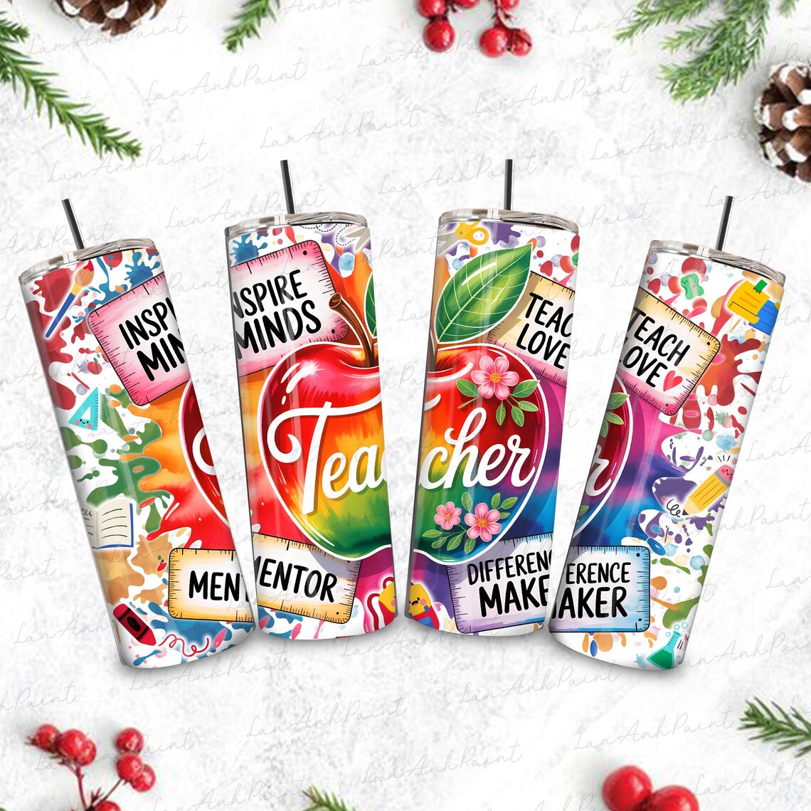 Teacher Appreciation Skinny Straight Tumbler Wrap, Teacher 20oz ...