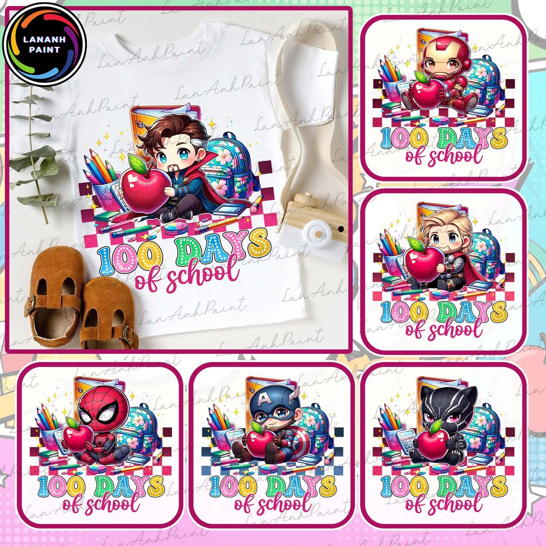 Superhero 100 Days of School Bundle, 100 Days of School 2025 Png, Super ...
