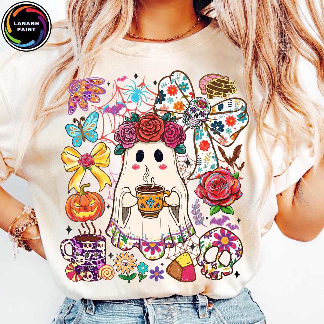 Halloween Ghost PNG, Spooky Conchas PNG, Pantasmas Pan Dulce Ghost ...