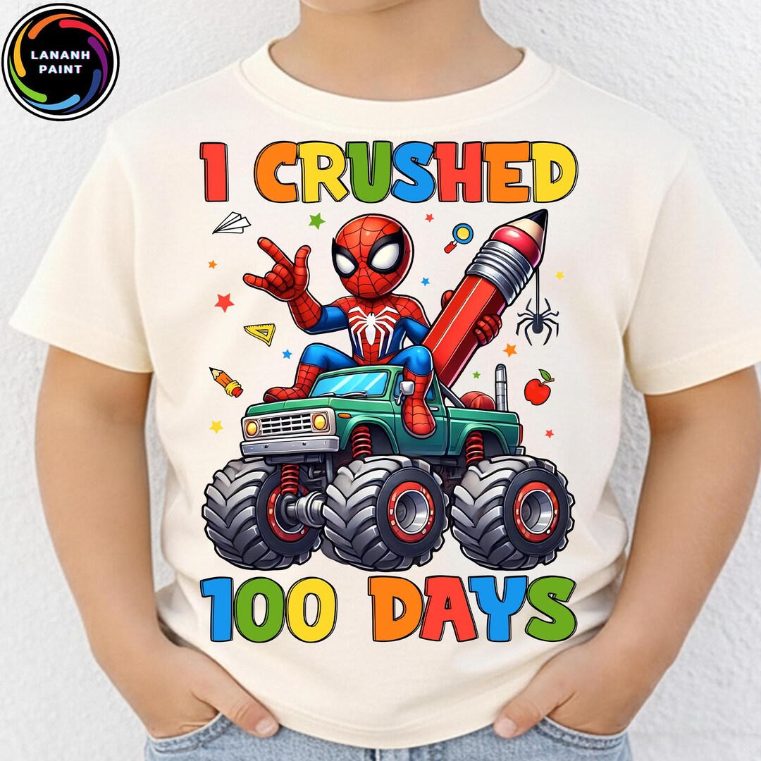 Spider 100 Days of School Png, Superhero 100 Days Png, I Crushed 100 ...