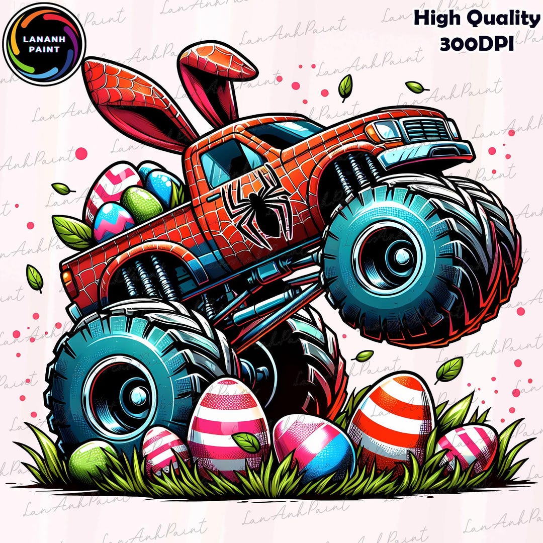 Superhero Monster Truck Png, Monster Truck Easter Day Sublimation Png ...