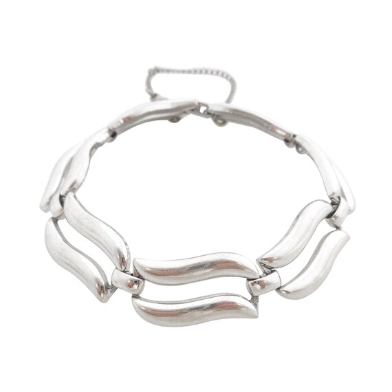 1950s Vintage Monet silver wave cutout link mid centu… - Gem