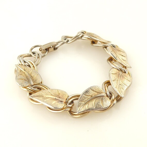 1970s Vintage gold large chunky leaf chain link boho … - Gem