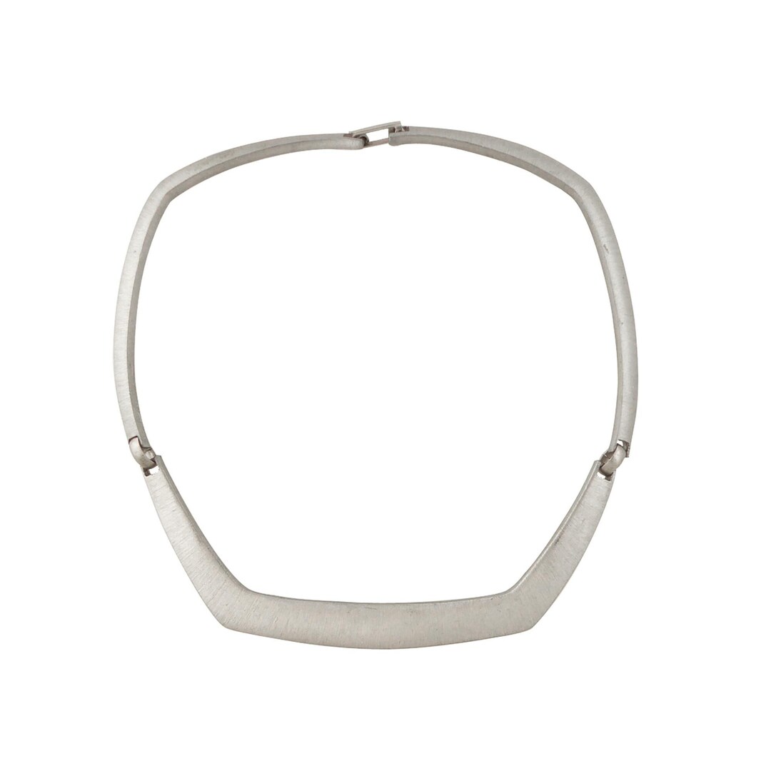 1990s Vintage Brushed Matte Dull Silver Square Linear Minimalist ...