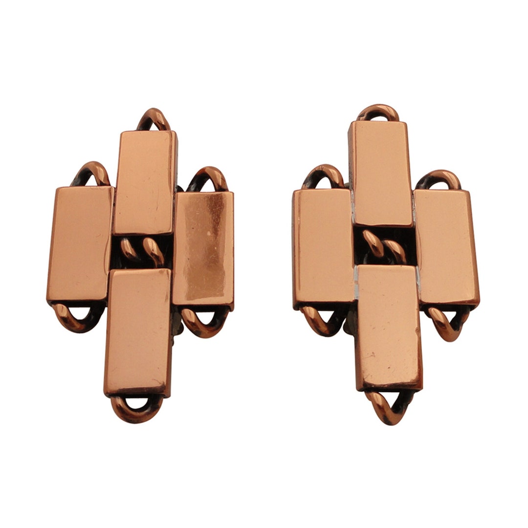 1950s Vintage Renoir Copper Rectangle Chain Link Abstract Large Chunky ...