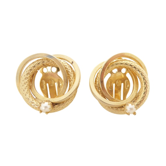 1950s Vintage gold circular knot and faux pearl cutou… - Gem