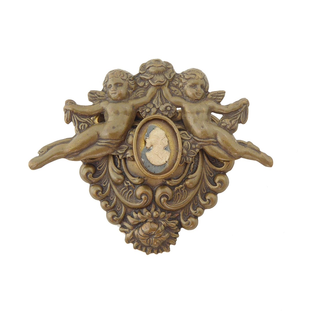 1980s Vintage Jan Michaels San Francisco Brass Cherub Angels Cameo ...