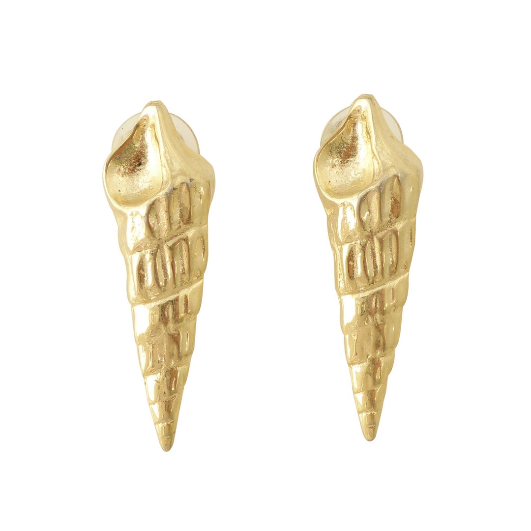 1990s Vintage Gold Auger Shell Pointy Seashell Ariel Little Mermaid ...