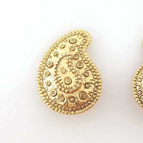 1990s Vintage antique gold paisley shape apostrophe b… - Gem