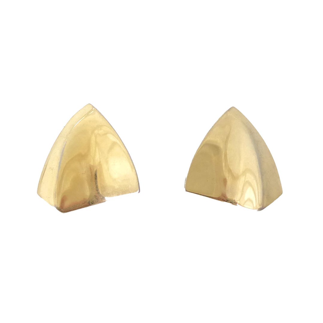 1980s Vintage Gold Large Wavy Triangle Shark Fin Abstract Big Huge ...