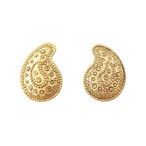 1990s Vintage antique gold paisley shape apostrophe b… - Gem