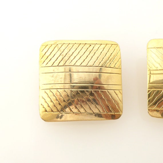 1980s Vintage gold etched geometric diagonal pattern … - Gem