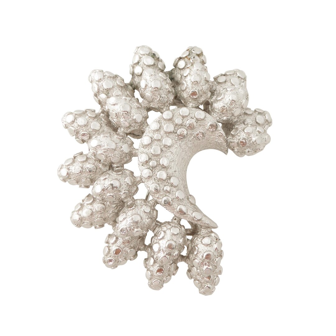 1960s Vintage Coro 2.25" Unusual Silver Studded Succulent Plant Mini ...