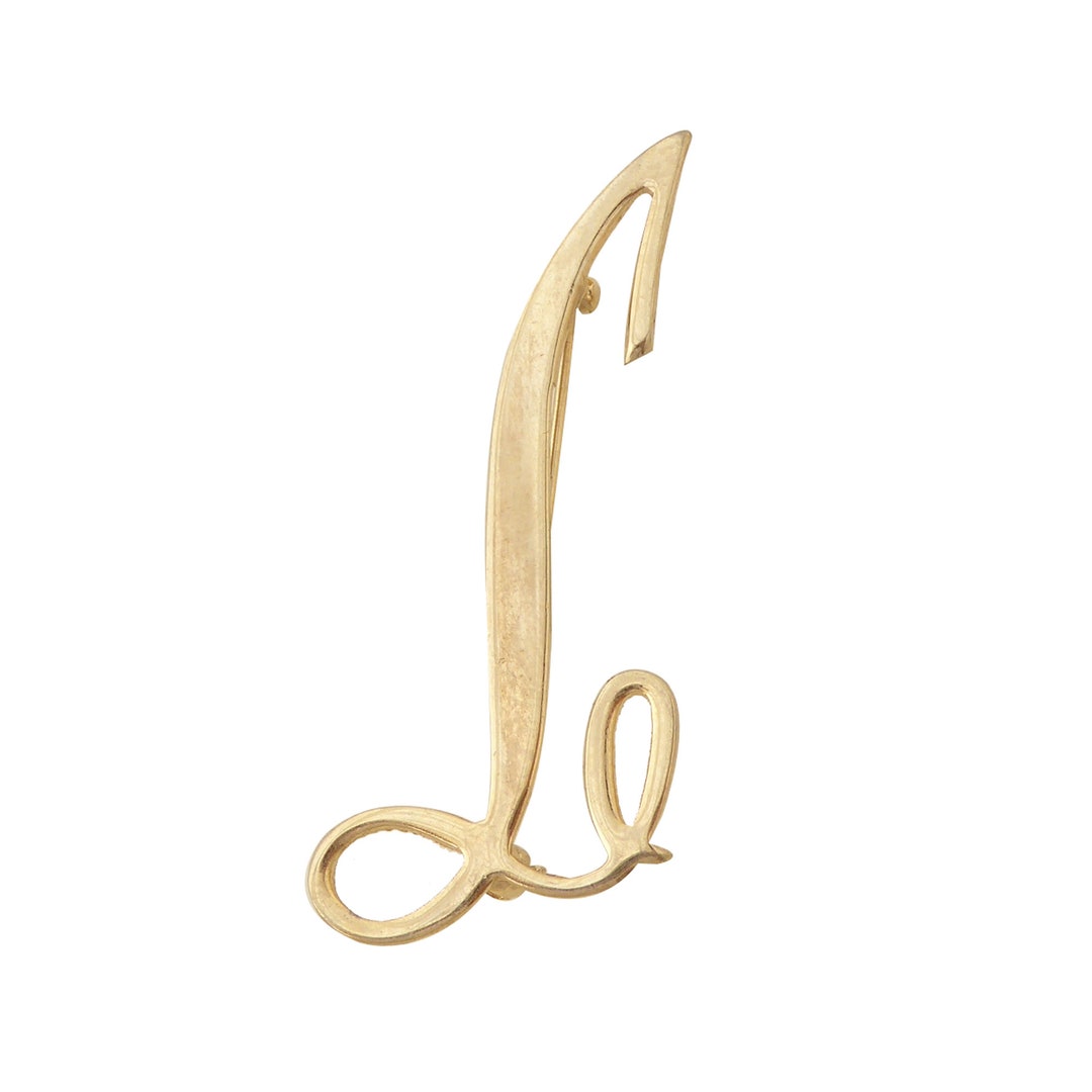 1980s Vintage 2.25" Gold Capital L Cursive Initial Swirl Letter Swirly ...