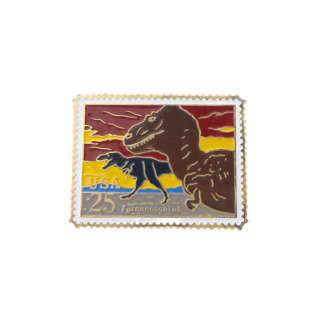 1980s Vintage Tyrannosaurus Rex T Rex Dinosaur Usa Stamp Postage Enamel ...