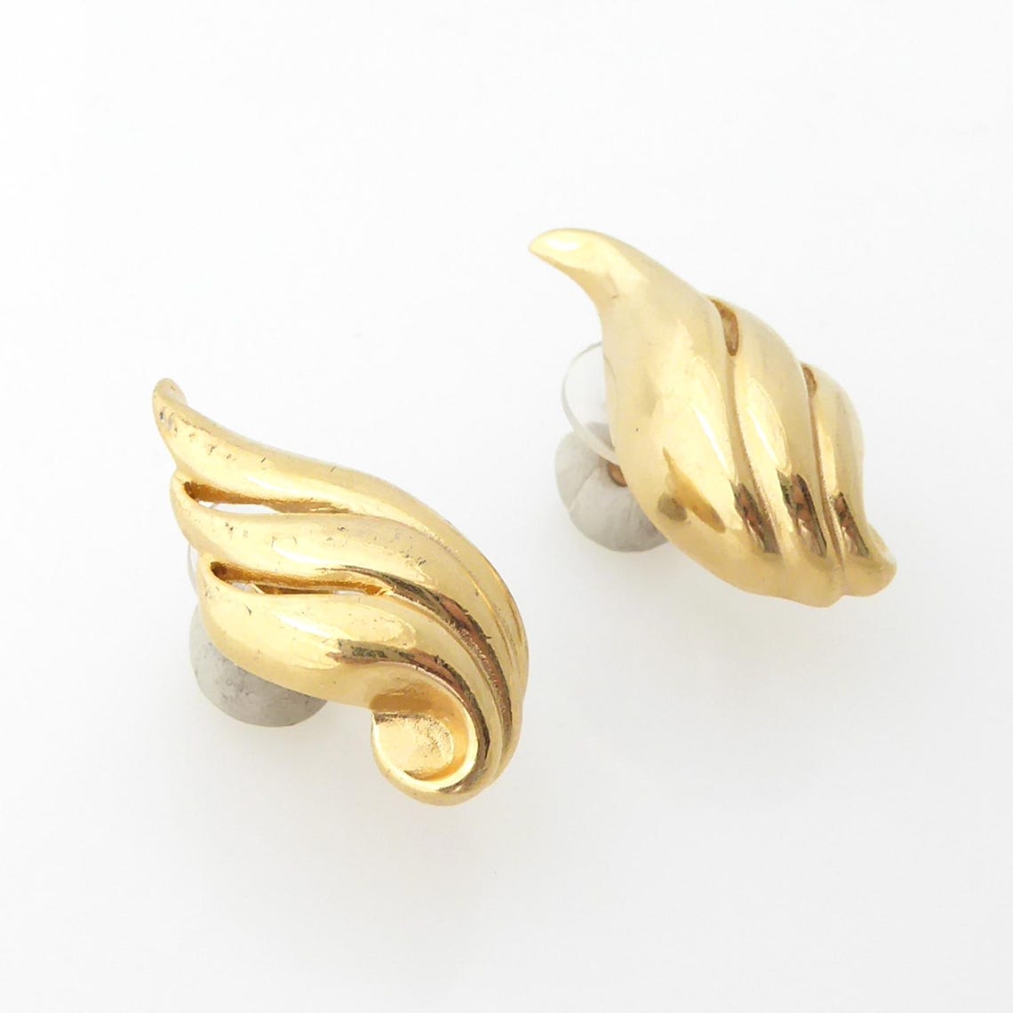 1980s Vintage Gold Puffy Angel Bird Wings Cutout Abstract Chunky Swirly ...