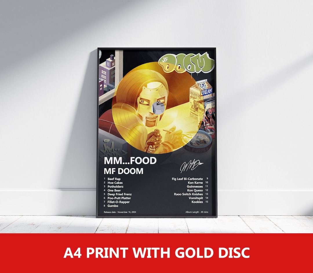 Mm...food by MF DOOM. A4 Poster With Gold Disc Frame, Music Memorabilia ...