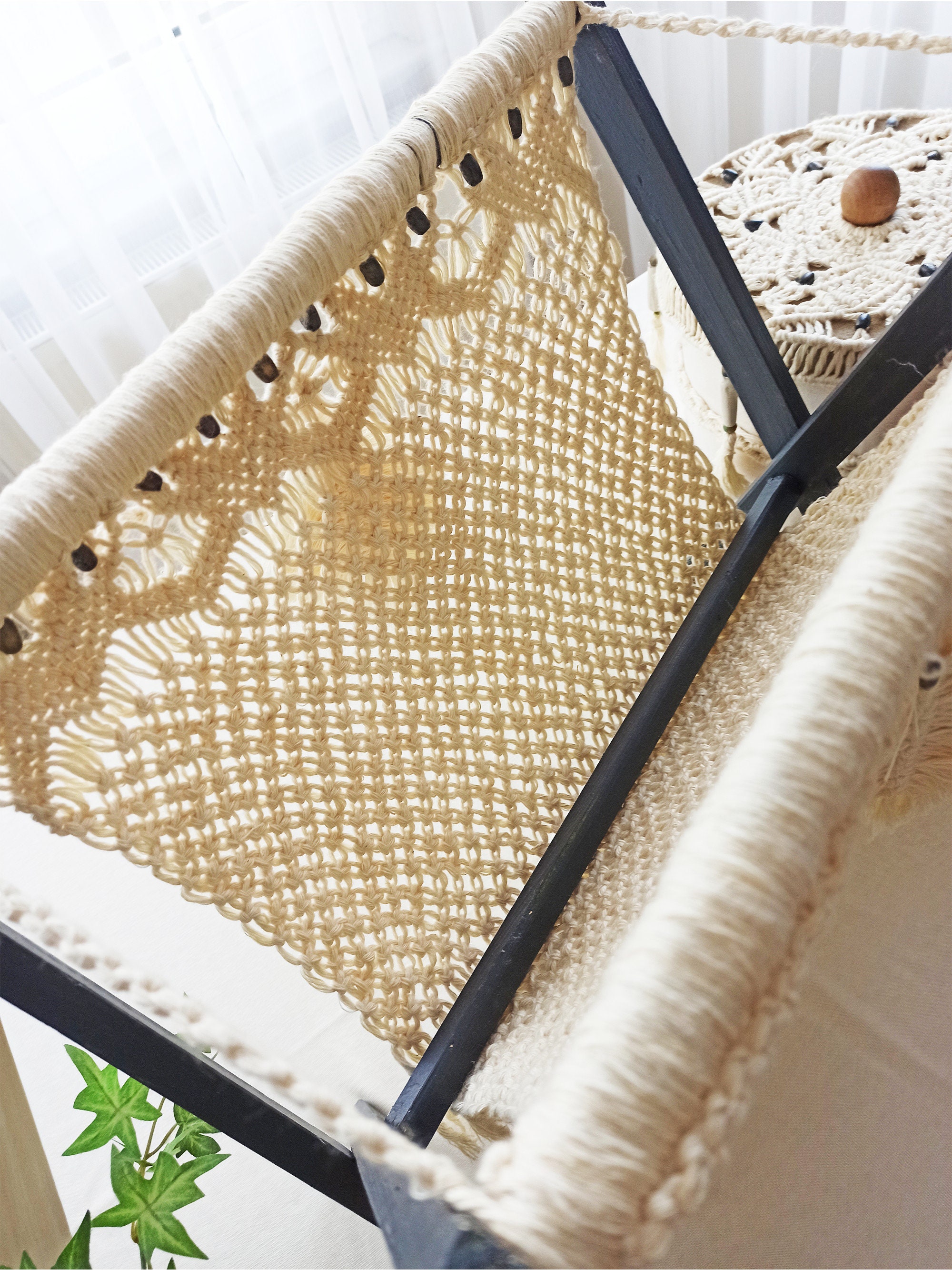 Macrame Newspaper Holder Wooden Magazine Rack Bohemian Style Book ...