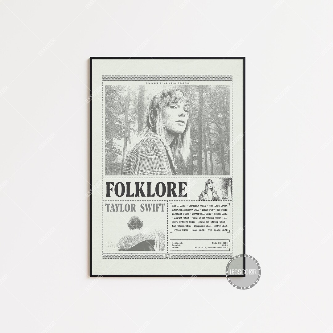Taylor Swift Posters / Folklore Poster / Album Cover Poster, Poster ...