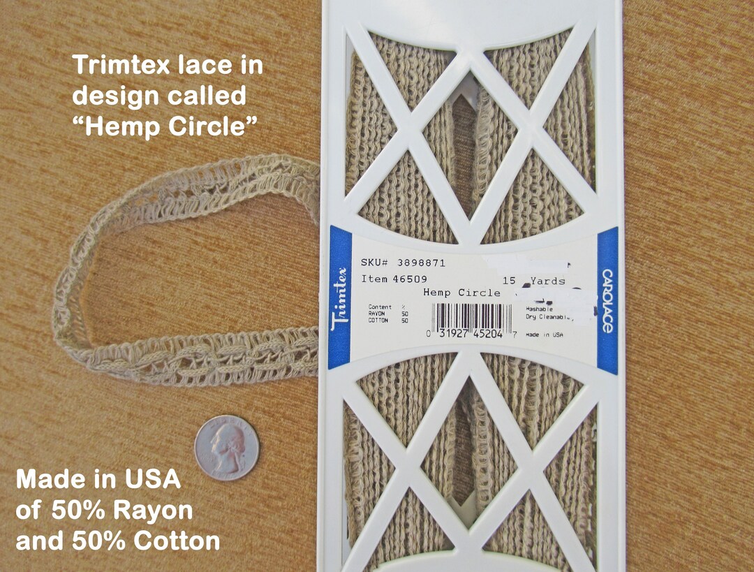 10 Yard Piece Hemp Trim, 3/4 Inch Wide, Trimtex, 1 Uncut Piece, Made in ...
