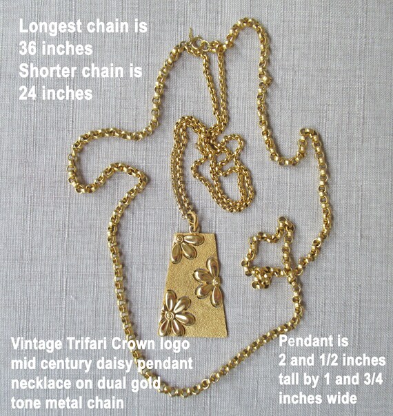 Vintage rare Trifari Crown logo chain necklace w/ tex… - Gem