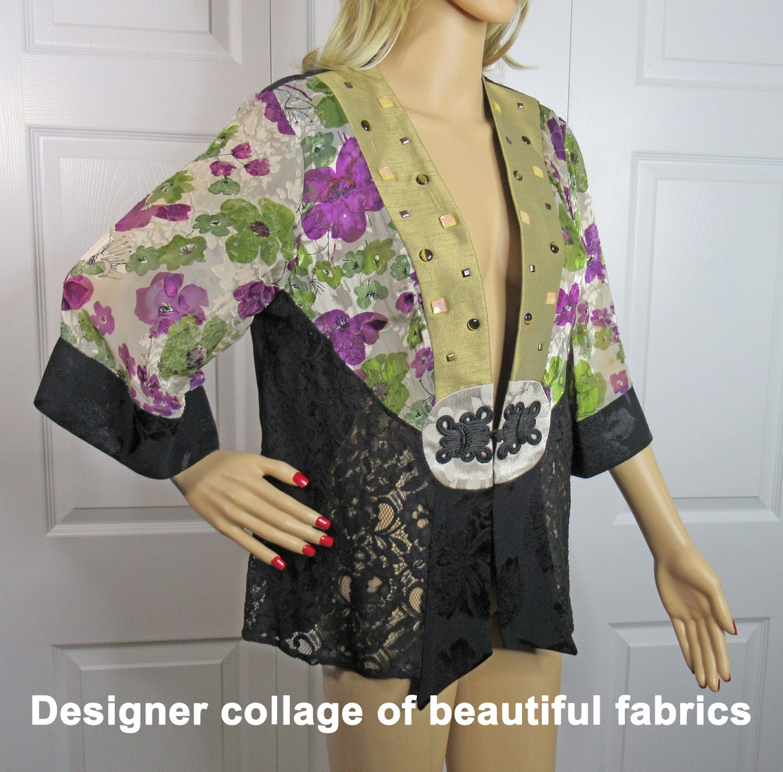 Sz Medium Violet Kay Spencer Alexis Boho Chic Kimono Style Blazer ...