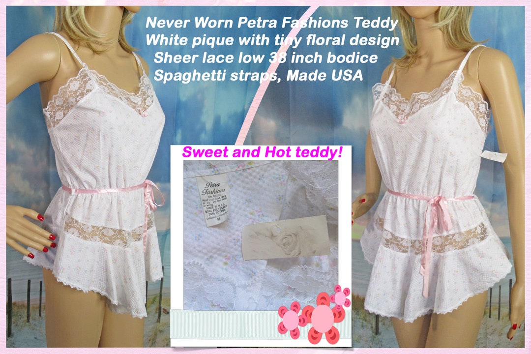 Sz MED 38 Bust Teddy Never Worn Petra Fashions White W/ Tiny - Etsy
