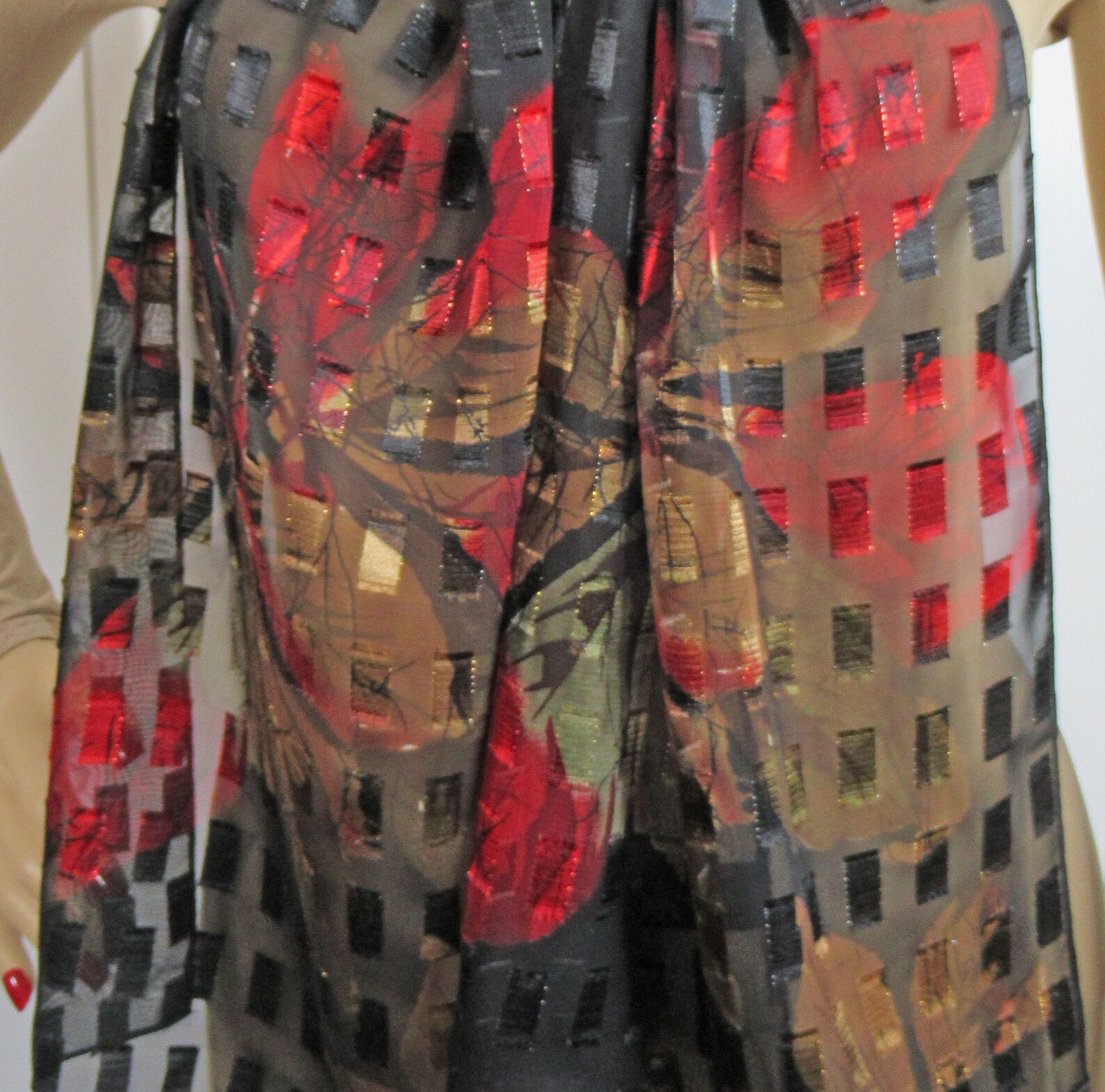 VTG Made in Korea 58 by 13 Inch Oblong Scarf, Autumn Leaves Design ...