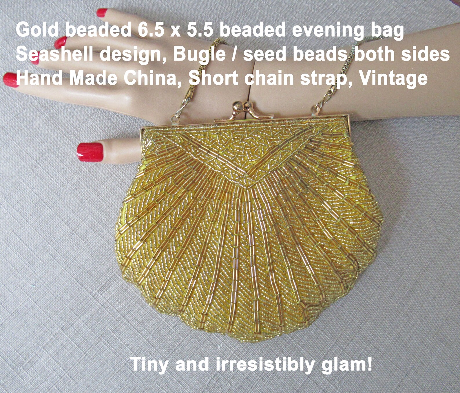 6.5 X 5.5 Beaded Bag Seashell Design Bugle / Seed Beads in - Etsy
