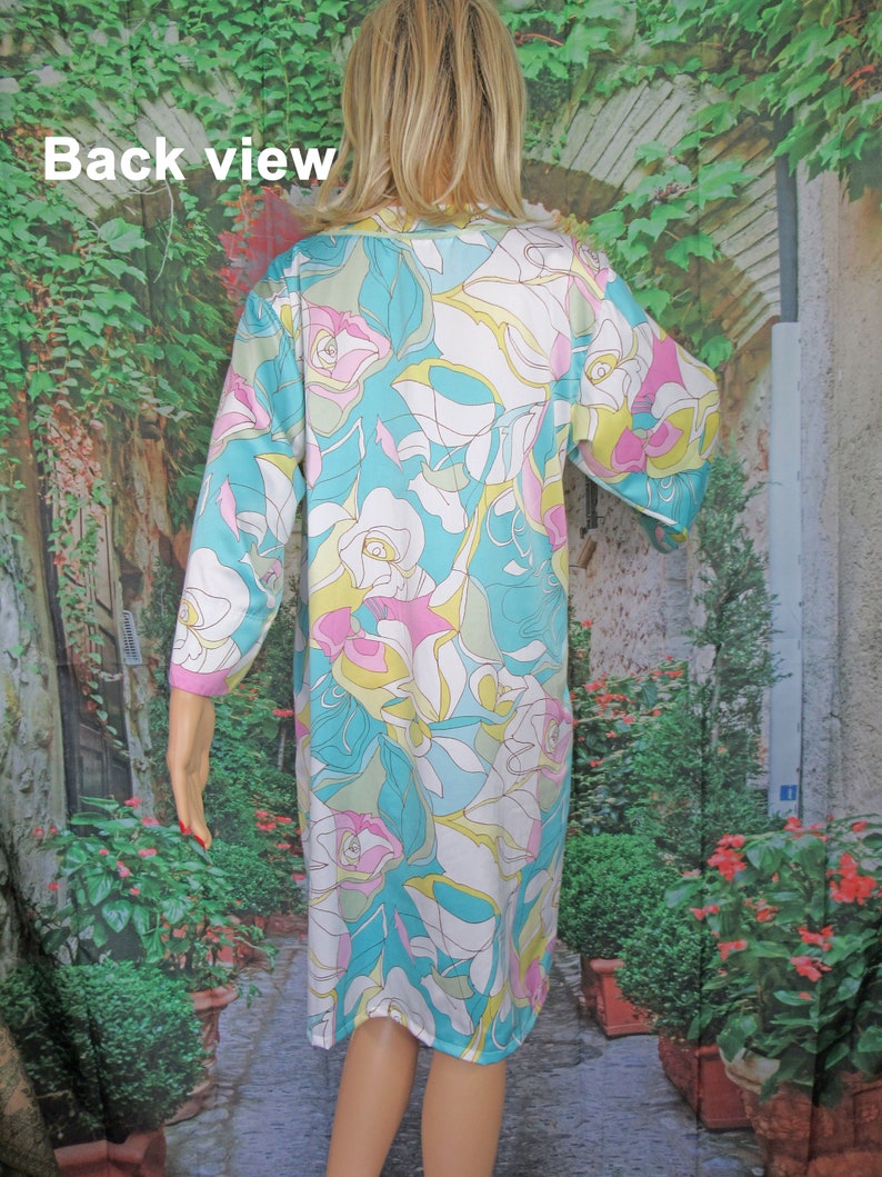 Sz SM Natori Cruz Robe Pastel Floral Zip Front A-line Fits - Etsy