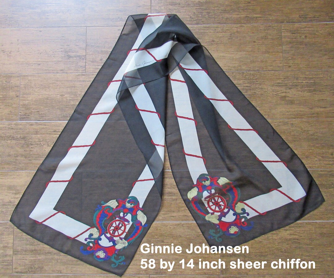 VTG Scarf, Ginnie Johansen, 1970's 58 by 14 Inch Oblong, Yacht Club ...
