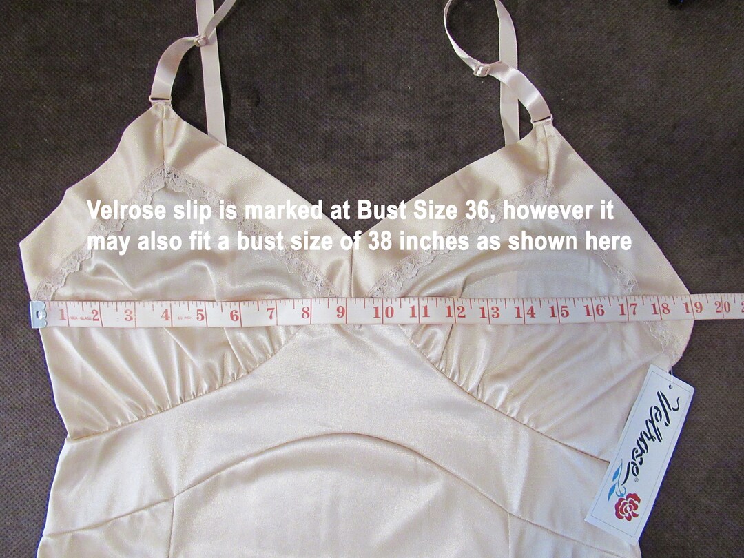 Never Worn Sz 36/38 Bust Slip, VELROSE Beige Nylon, Knee Length With ...