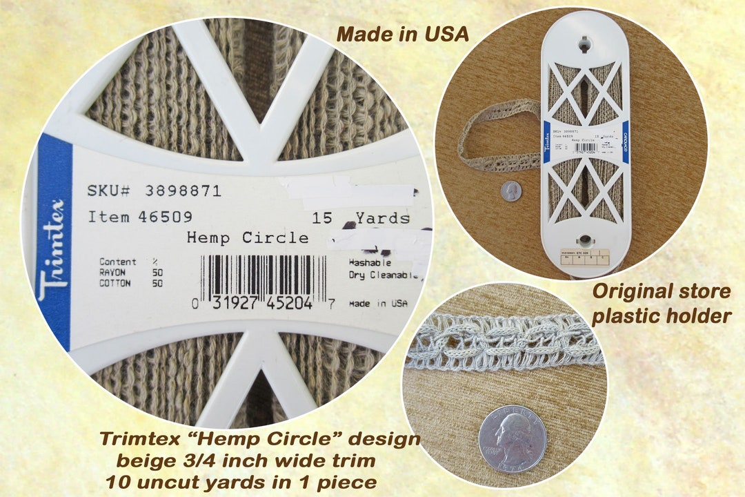 10 Yard Piece Hemp Trim 3/4 Inch Wide Trimtex 1 Uncut - Etsy