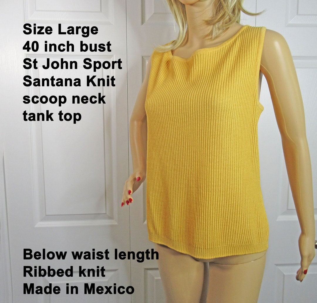 Sz L, 40 Inch Bust St John Santana Knit Scoop Neck Tank Top, Below ...