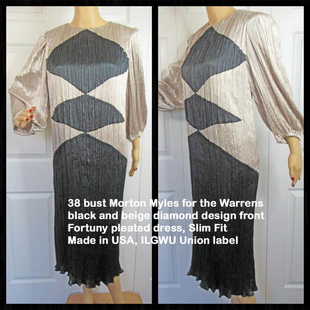 38 Bust Morton Myles for the Warrens Black & Beige Diamond Design Front ...