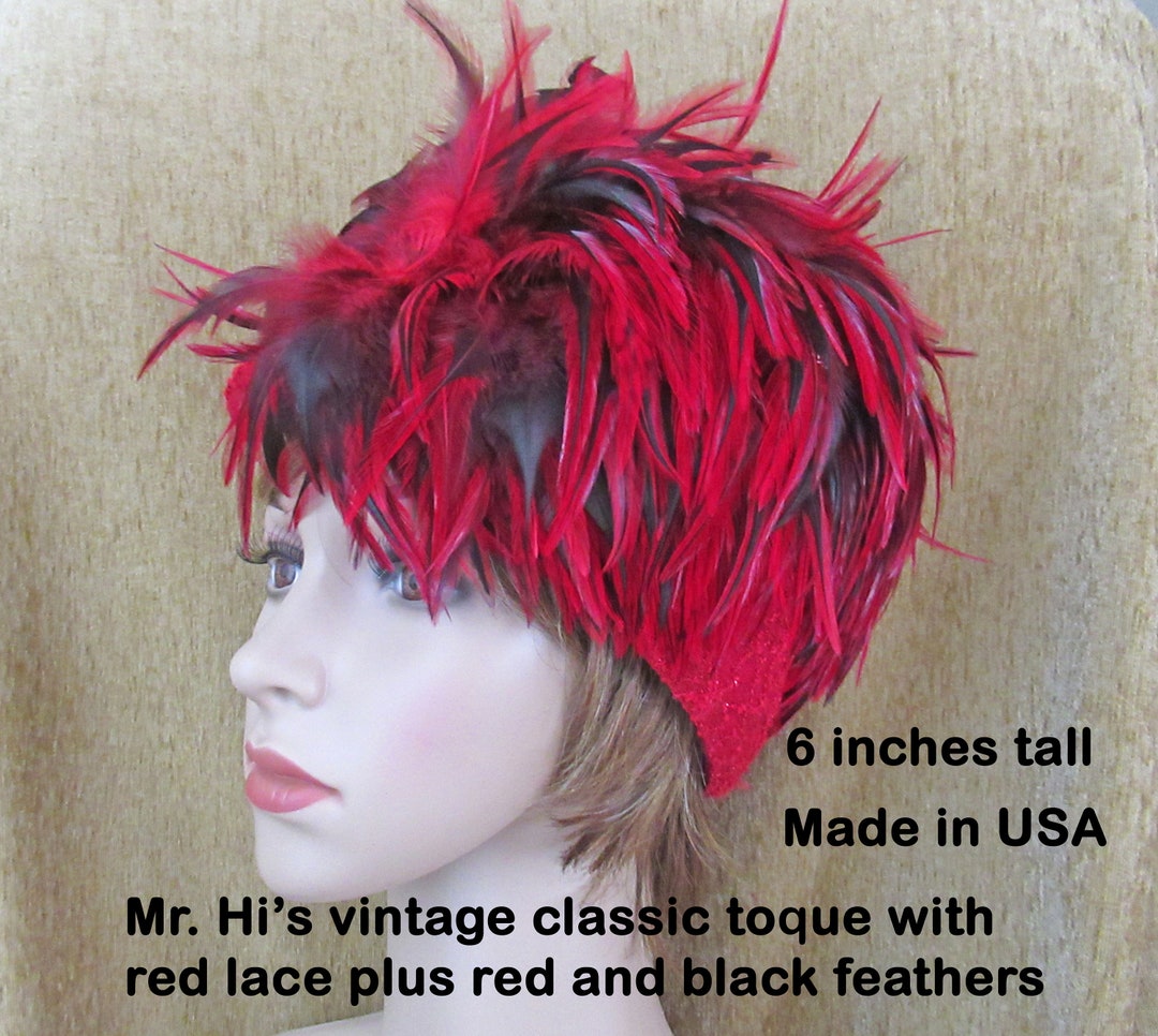 Mr. Hi's Classic Hat, Toque Style, Red Wool Shaped Felt W/ Lace Trim ...