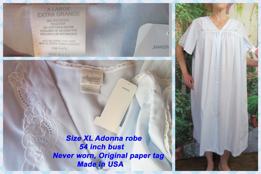 Sz XL Adonna Robe, 54 Inch Bust, Never Worn, Original Paper Tag, Cotton ...