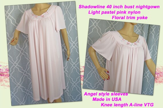 Shadowline 40 inch bust nightgown, Light pastel pink … - Gem