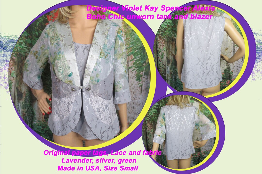39 Bust Tank Top & Blazer, Violet Kay Spencer Alexis Boho Chic, Unworn ...