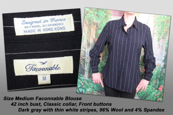 Sz MED Faconnable Blouse, 42 inch bust, Classic colla… - Gem