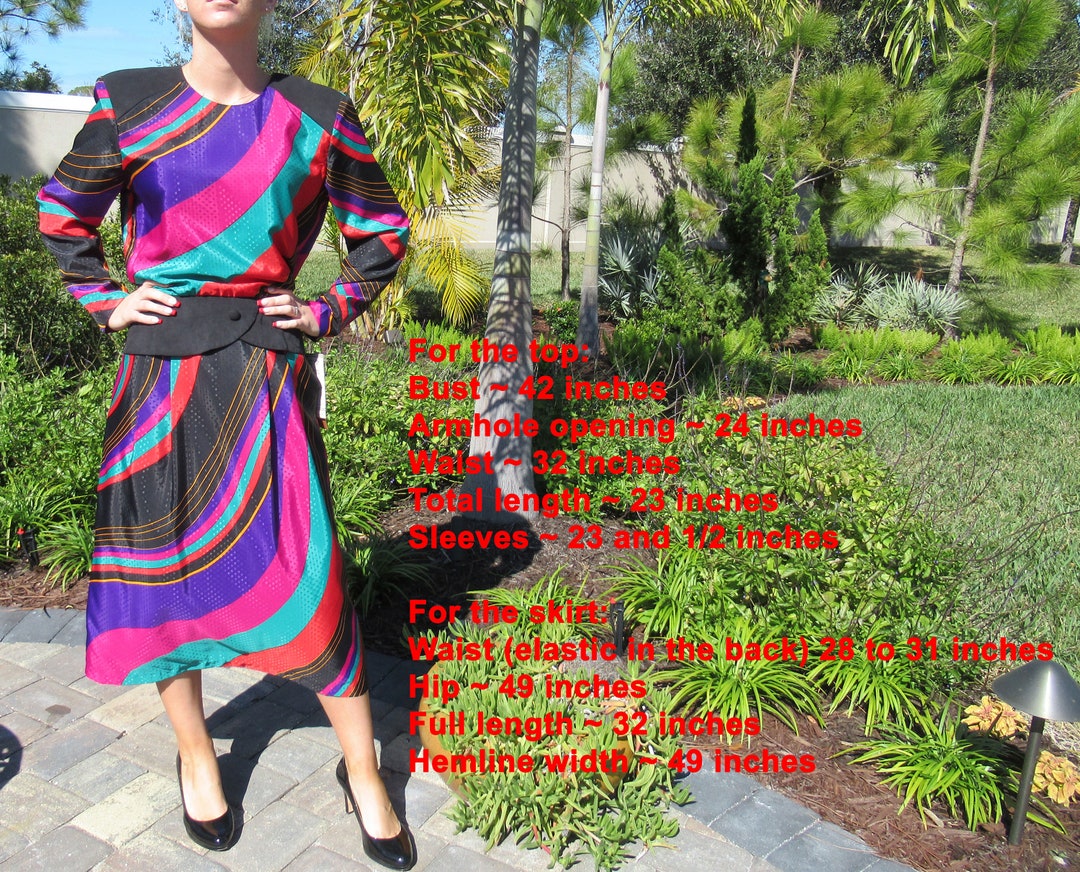 Sz 8 Skirt and Blouse Set, 42 Inch Bust, Original Paper Tags, 1980s ...