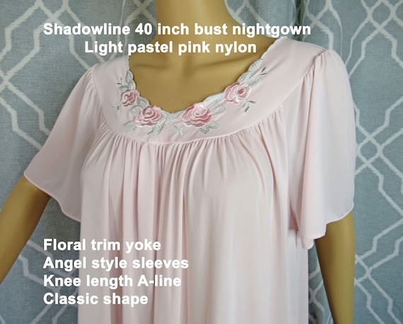 Shadowline 40 inch bust nightgown, Light pastel pink … - Gem