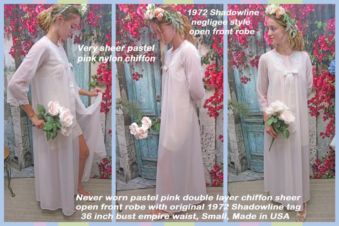 36 Bust Open Front Robe, Unworn Chiffon Negligee Style, Original 1972 ...